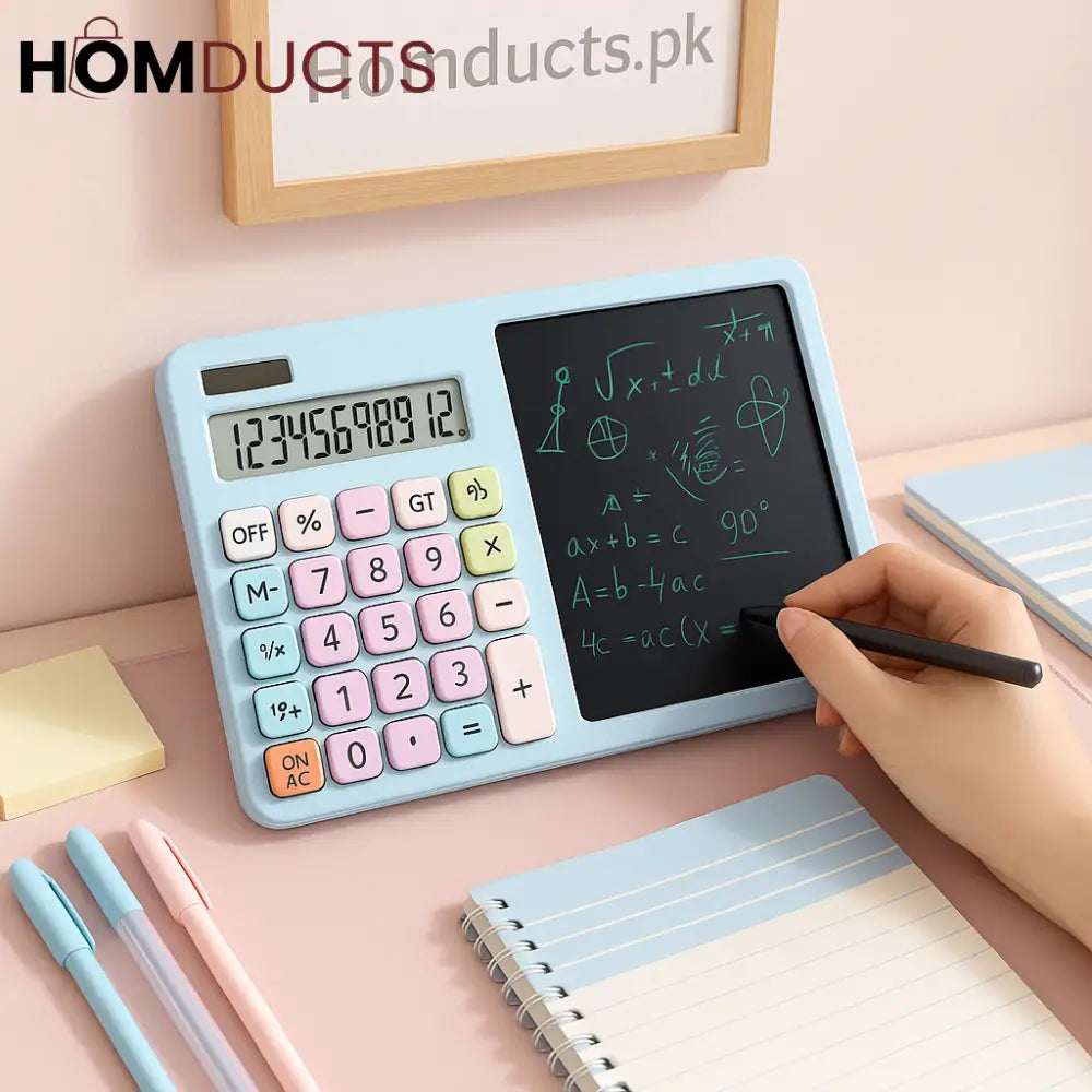 2-in-1 Pastel Calculator with LCD Writing Pad – Student Desk Essential ...