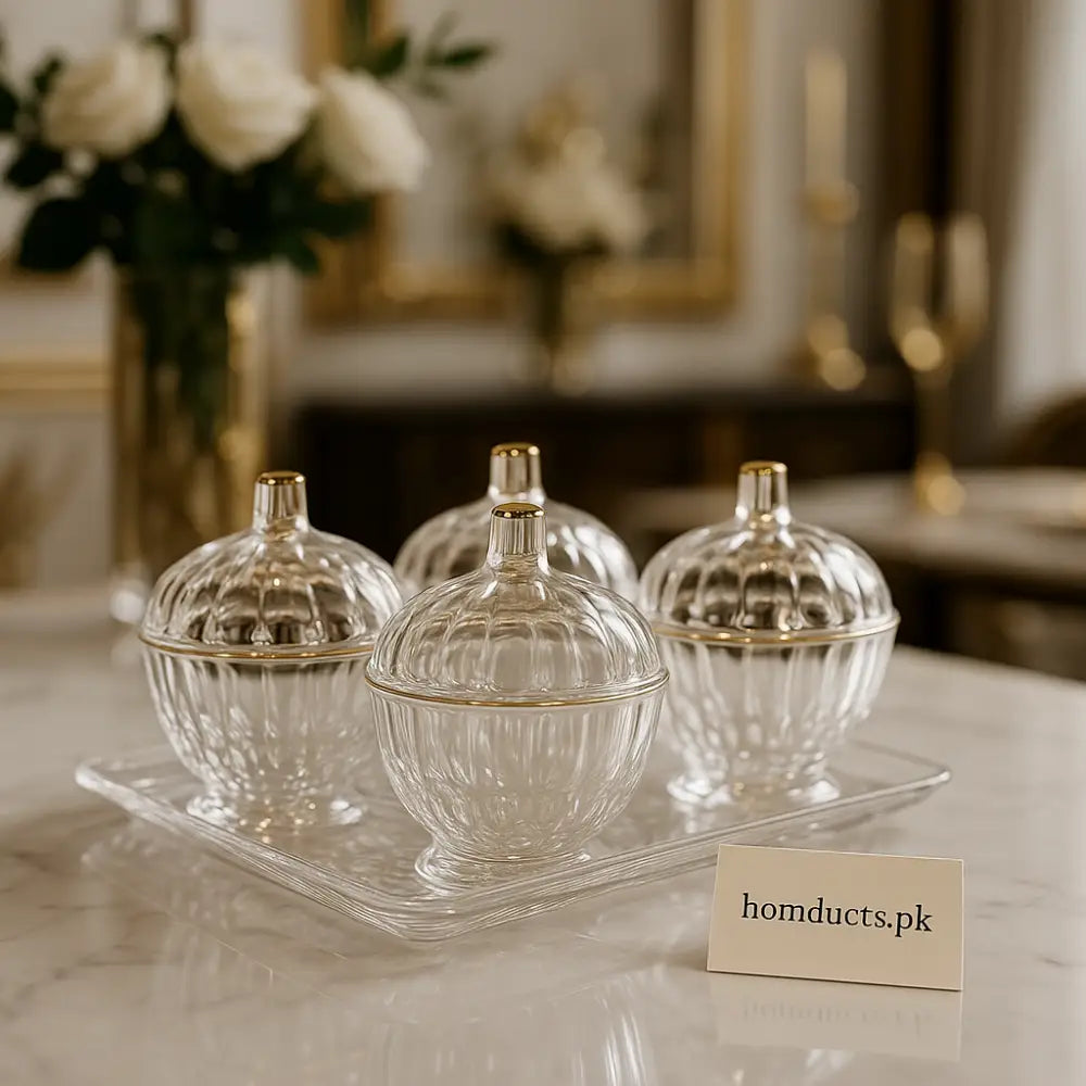 Luxury Crystal Serving Bowl Set with Gold Accents – Homducts