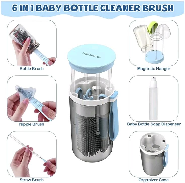 Multi-Functional Baby Bottle Cleaner Kit – Bottle, Nipple & Straw Brus ...