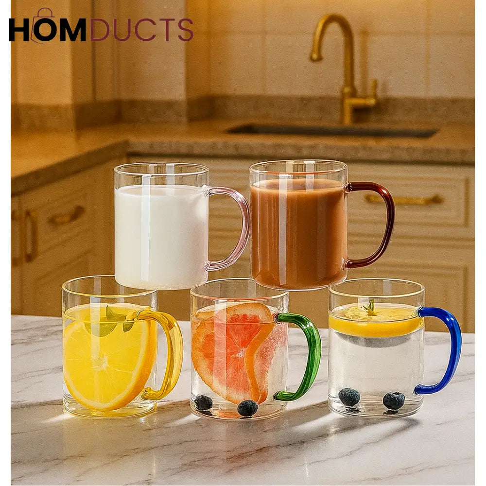 6Pcs Heat Resistant Borosilicate Glass Mug Set – Homducts