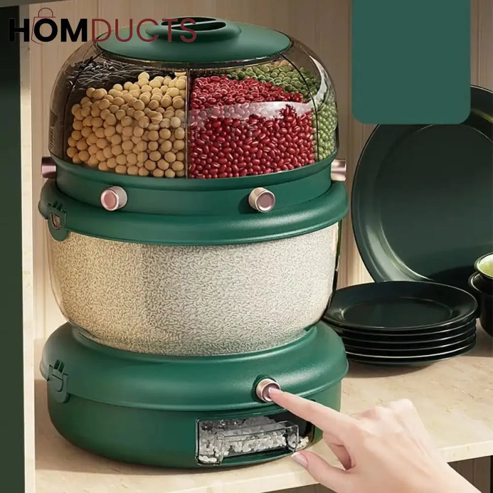 9 Kg Rotating Double Portion Cereal Dispenser – Homducts