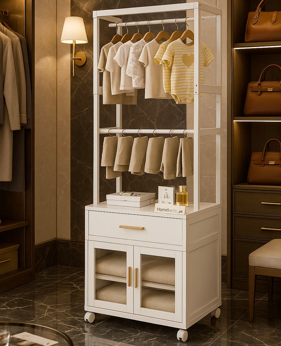 Premium Multi-Layer Floor-Standing Coat Rack with Storage Drawers ...