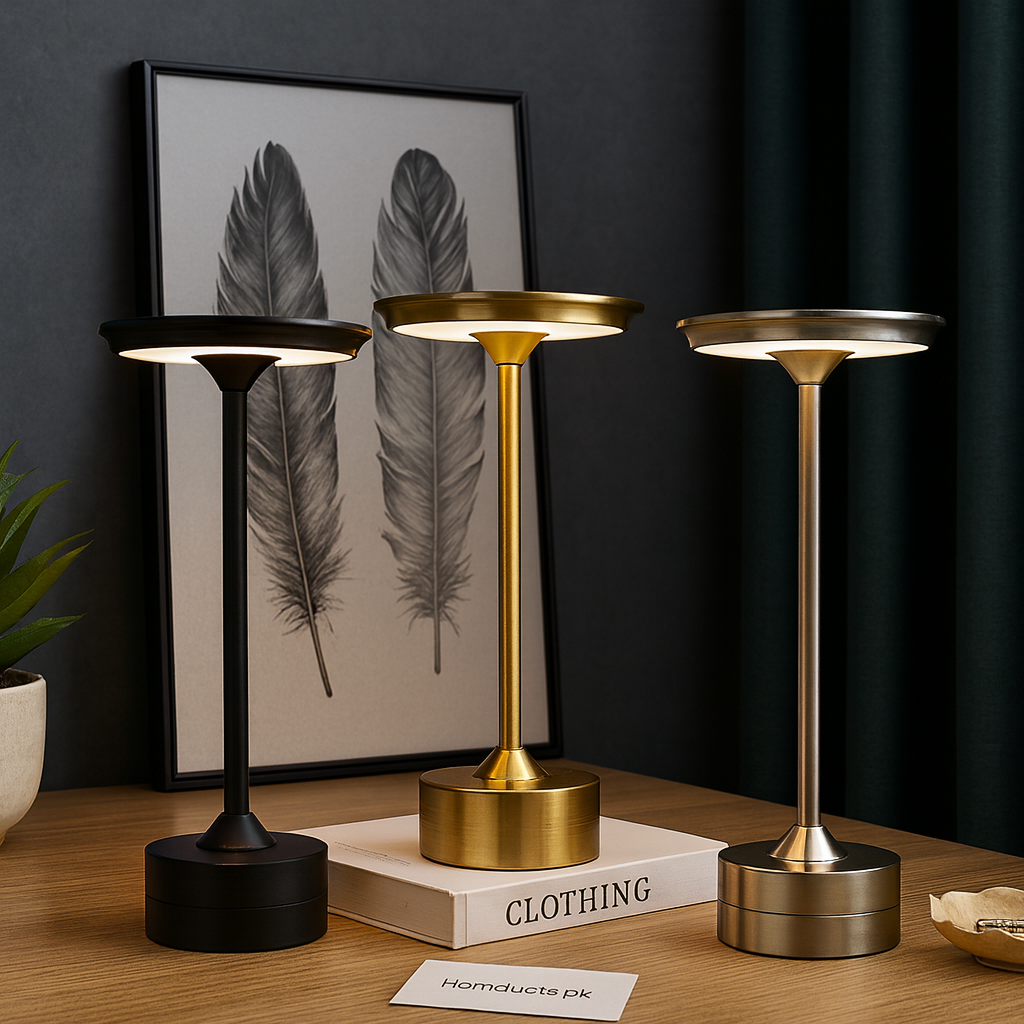 Premium LED Touch Table Lamp – Modern Rechargeable Metal Desk & Bedsid ...