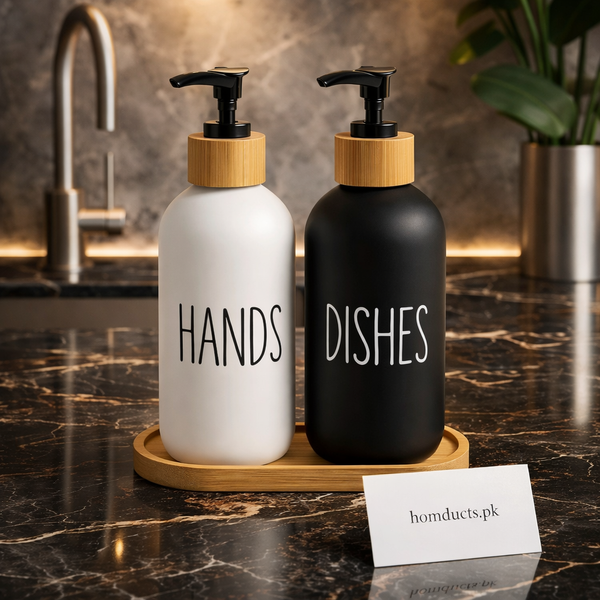 Luxury Dual Soap Dispenser Set with Bamboo Tray – Hand Wash & Dish Soa ...