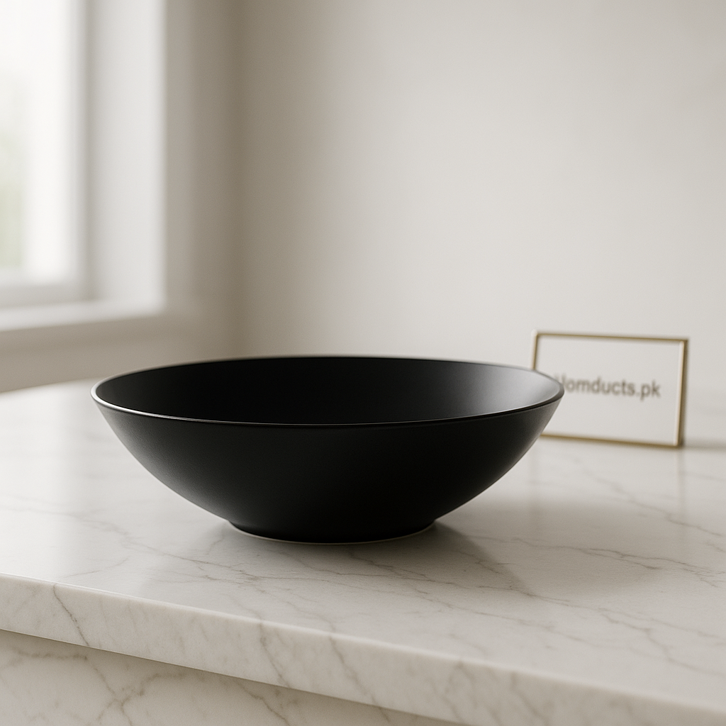 Matte Black Luxury Soup Plate Set – 6 Pcs Premium Ceramic Tableware ...
