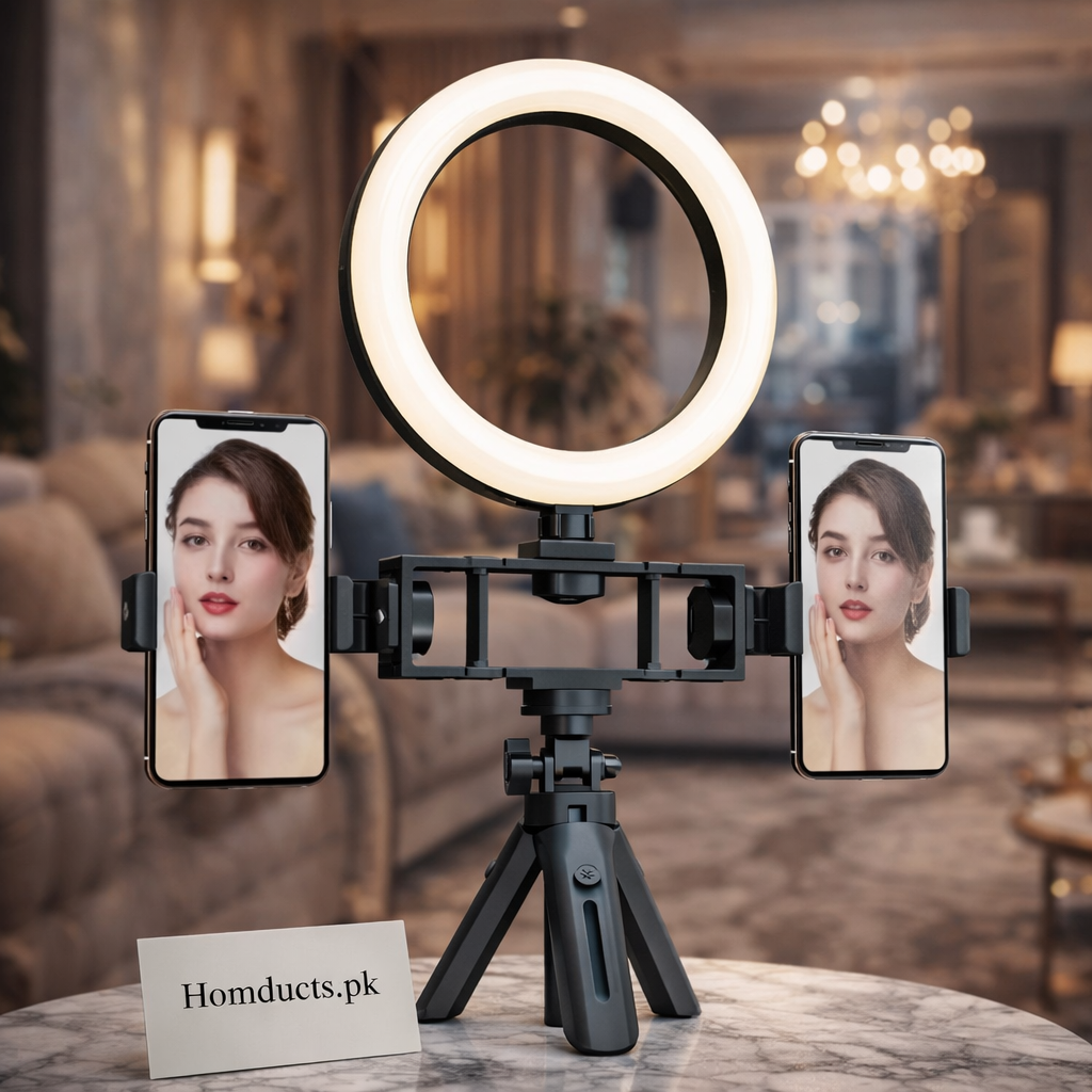 Professional 6-Inch LED Ring Light with Dual Mobile Holder & Tripod St ...