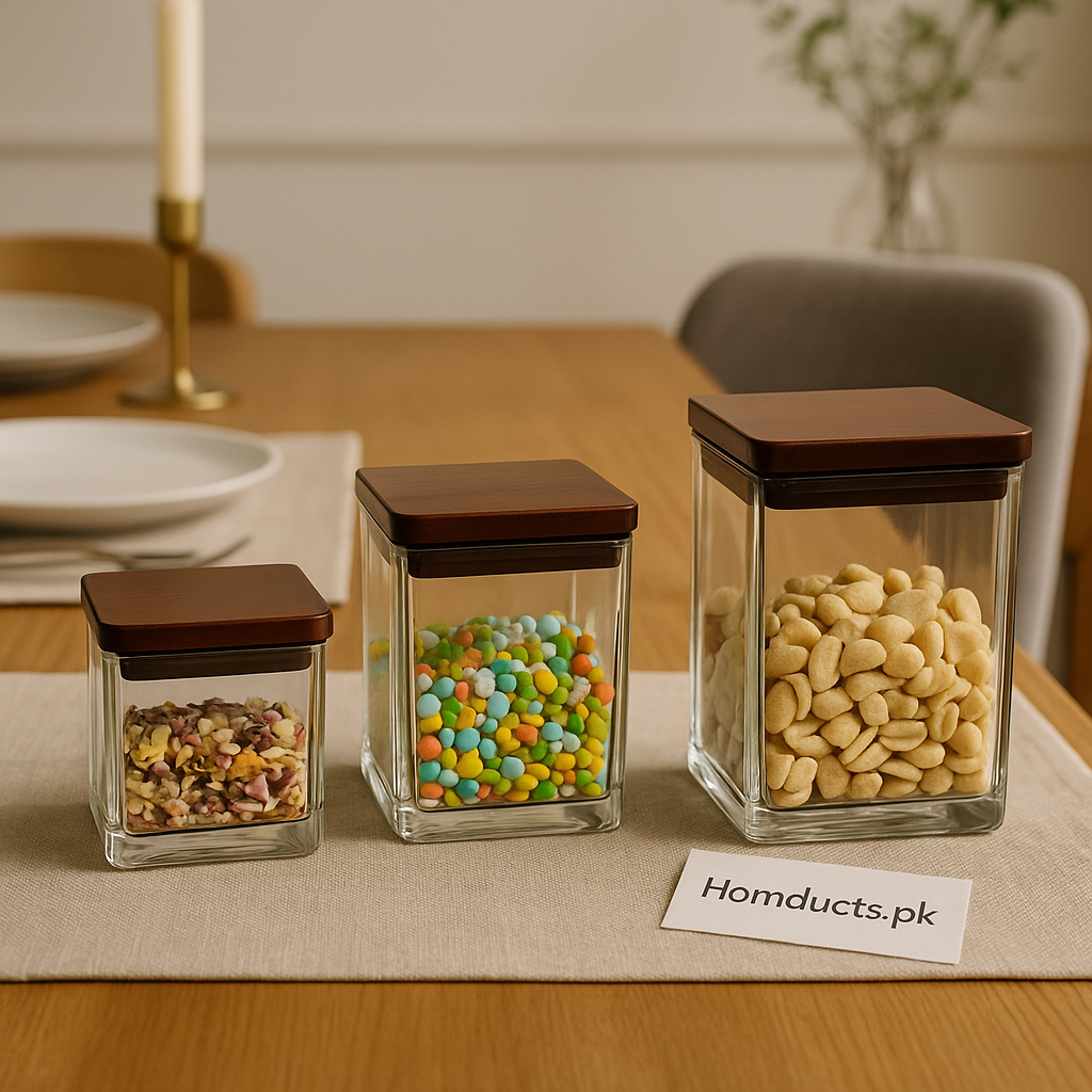 Glass Storage Jars Set of 3 with Stainless Steel Chrome Lids – Airtigh ...