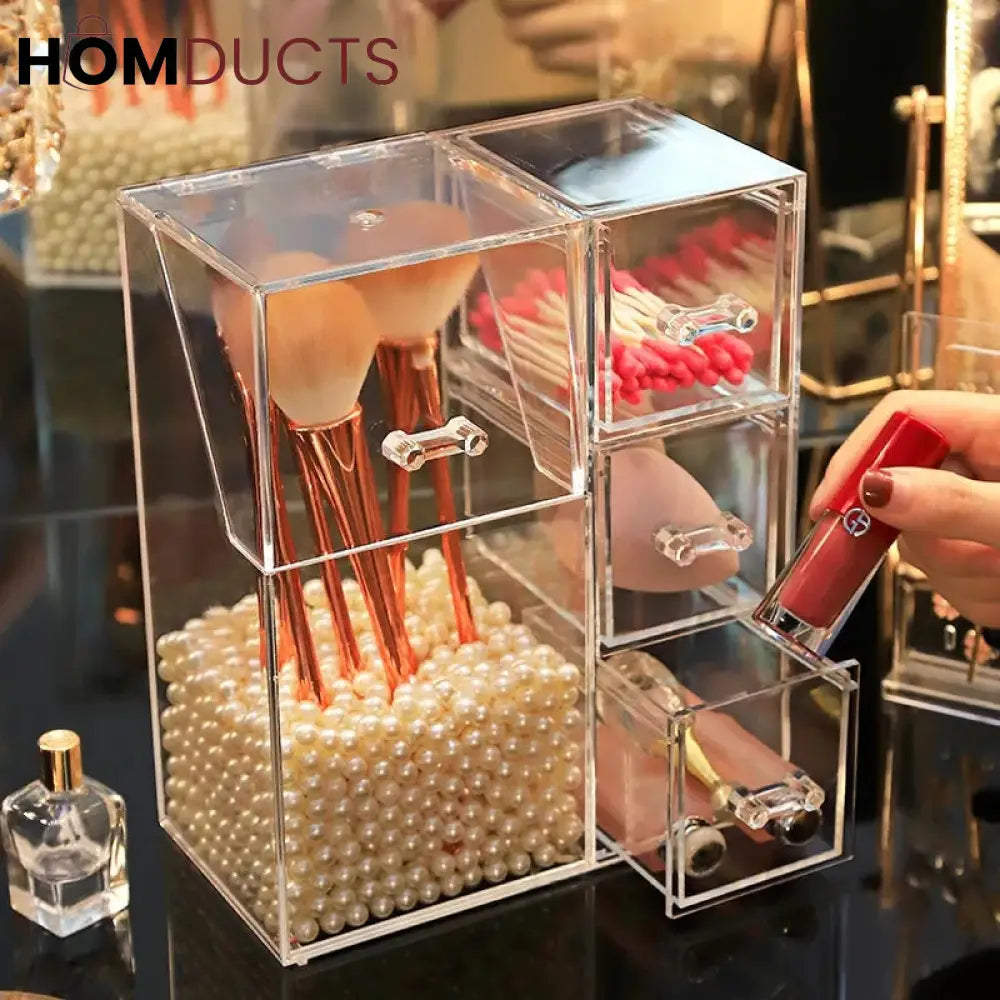 Acrylic Makeup Brush Organiser With Drawer – Homducts