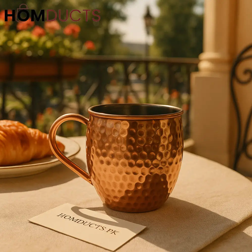 Auric Hammered Copper Mug – Handcrafted Rose Gold Finish (500ml) – Homducts