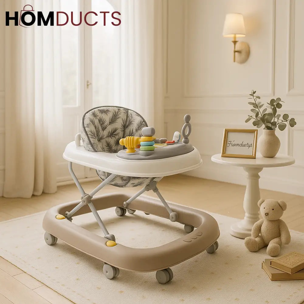Baby Walker with Activity Tray – Palm Print Seat & Front Play Station ...