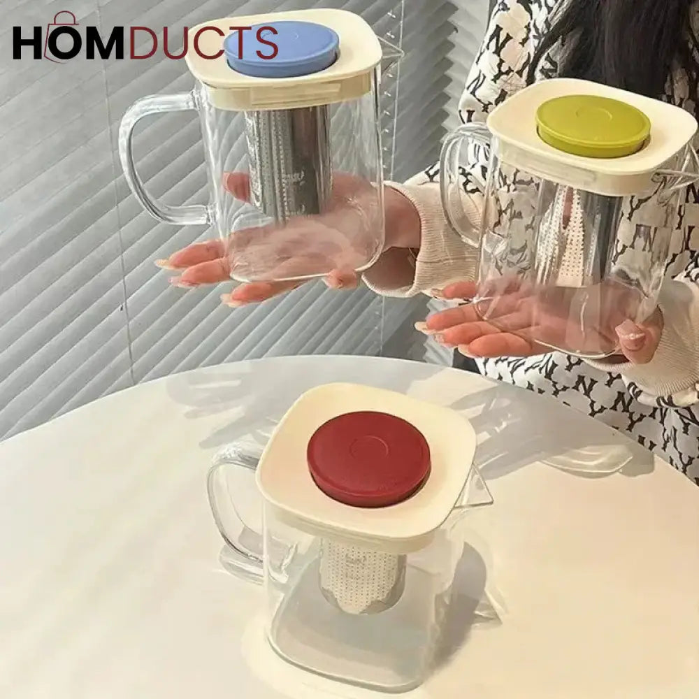 Brew & Sip: Transparent Glass Tea Cup with Integrated Infuser & Handle ...