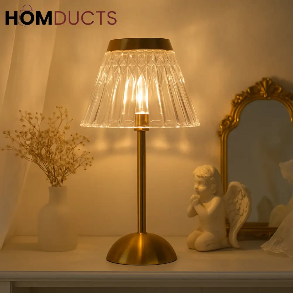 Celeste Crystal Angelcore Lamp – Gold Base with Vintage Cut Shade ...