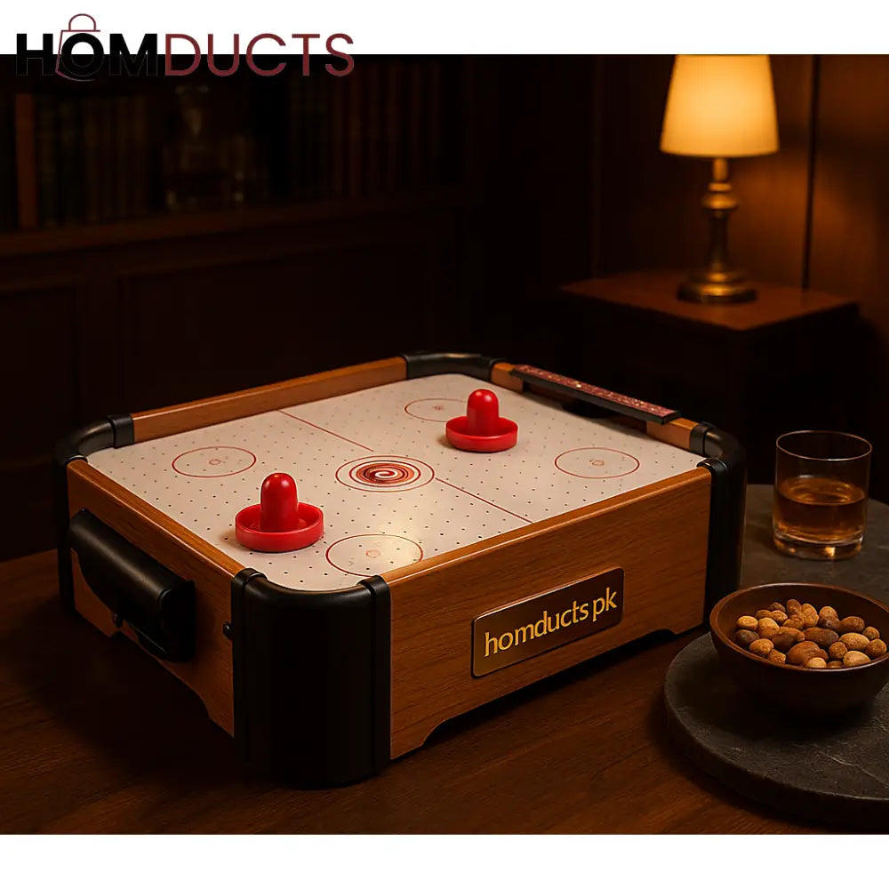 Compact Air Hockey Table – Premium Wood Finish with Dual Paddles – Homducts
