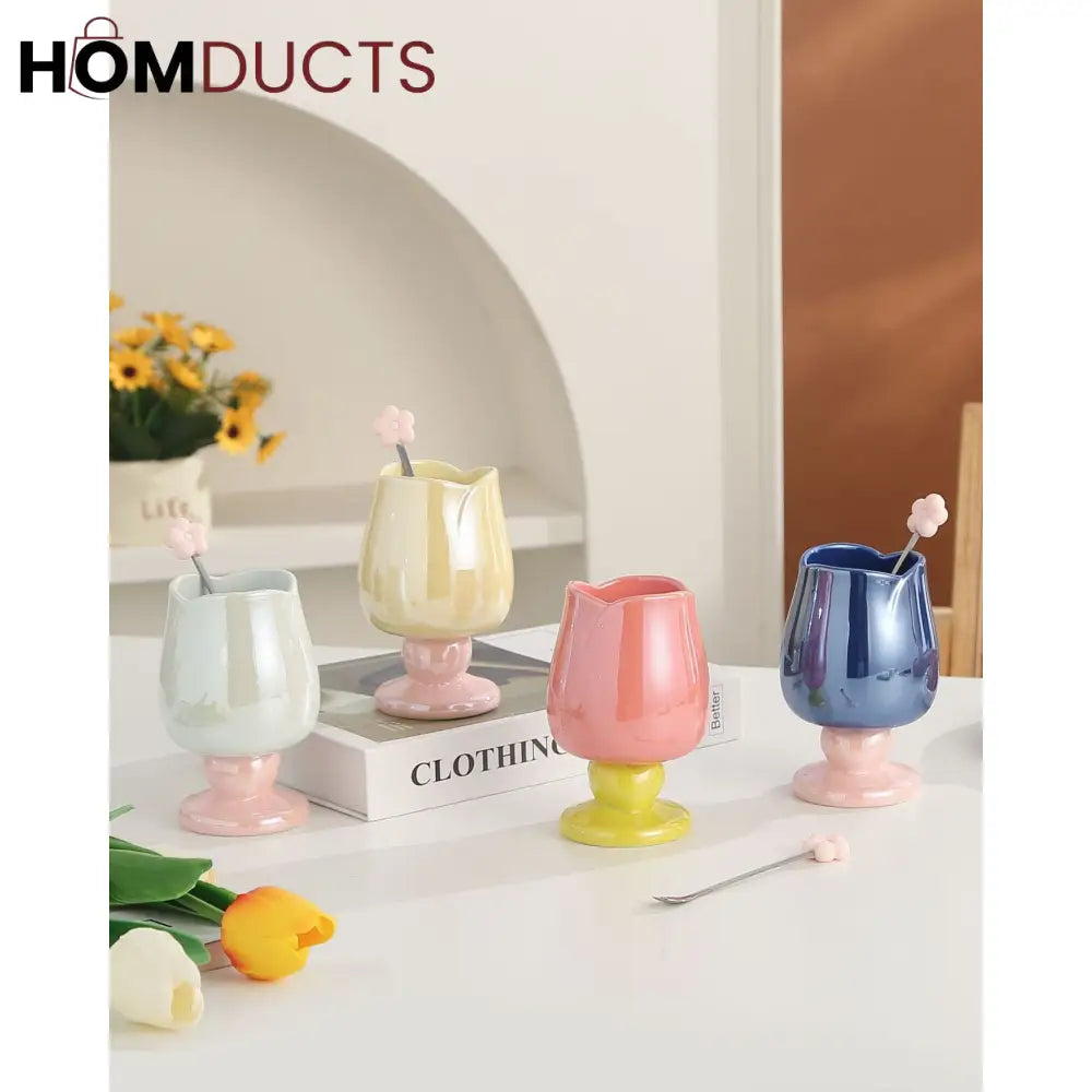 Creative Tulip Shape Ceramic Cup – Homducts
