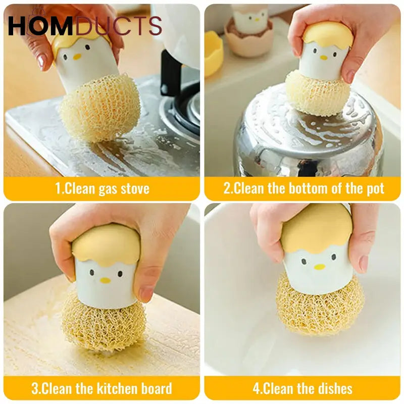 Cute Chick Egg-Shaped Kitchen Sponge Holder with Scrubber – Adorable D ...