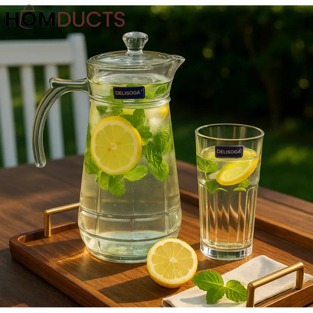 Delisoga Premium 7-Piece Glassware Set – 1 Jug & 6 Glasses – Homducts