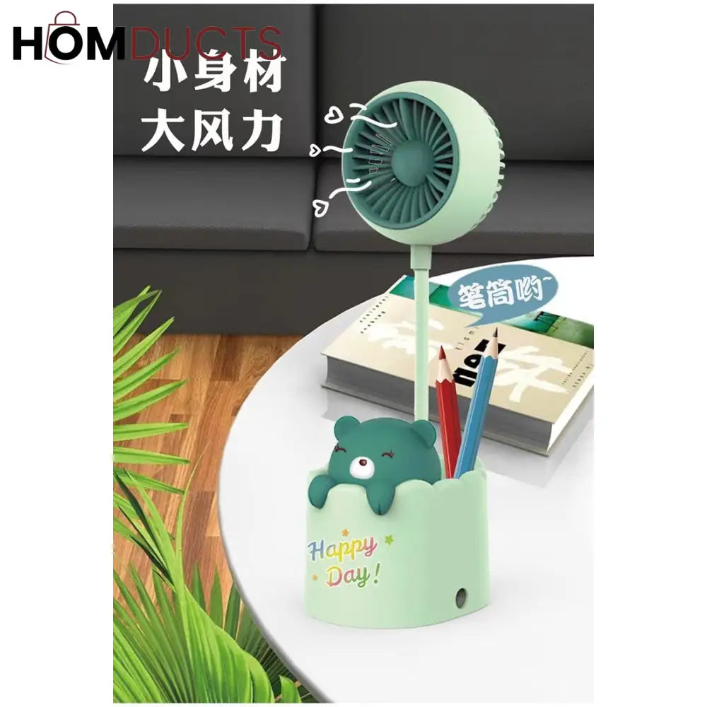 Desktop Rechargeable Fan With Pen Holder And Sharpener – Homducts