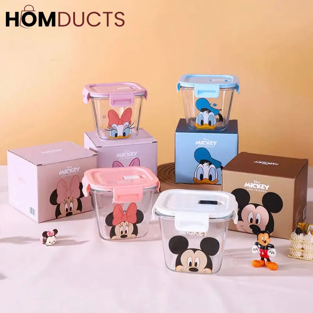 Disney Mickey & Friends 900ML Glass Food Storage Container - Airtight ...