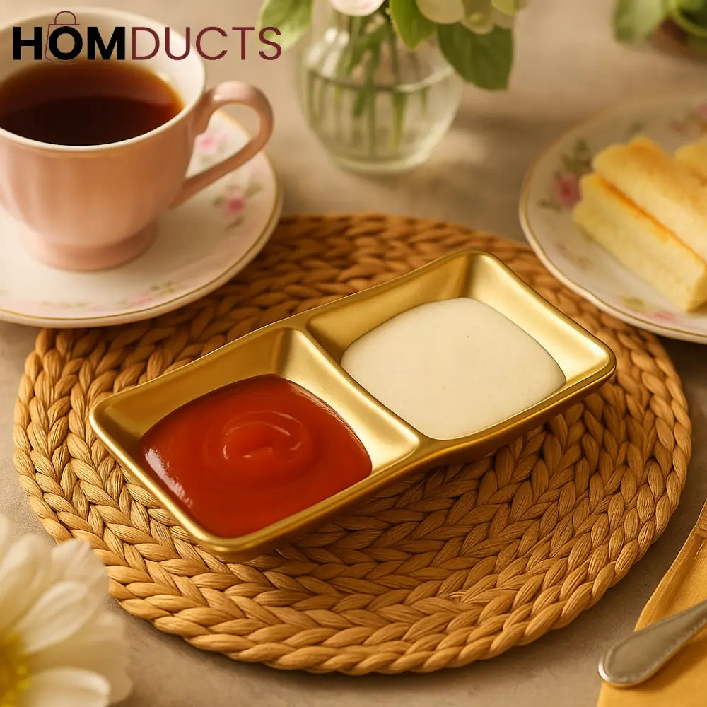 Elegant Gold Twin-Section Dip Tray – Homducts