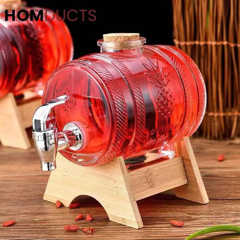 Glass Barrel Beverage Dispenser with Wooden Stand and Tap – Pineapple ...