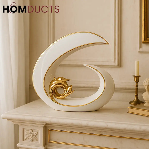 Golden Embrace Crescent Sculpture – Elegant Parisian Accent Décor ...