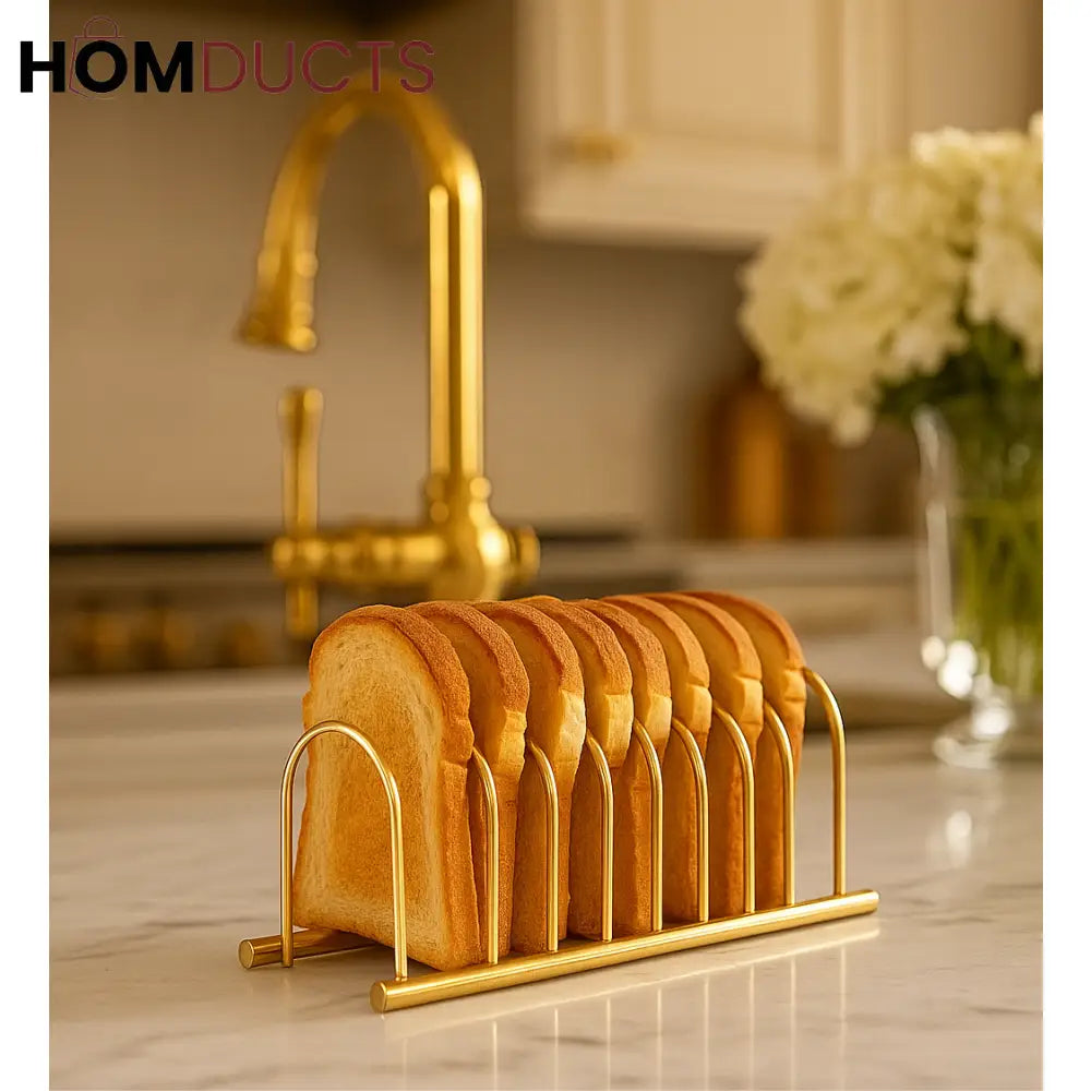 Golden Toast Rack Holder – Elegant Bread Organizer for Breakfast Table ...