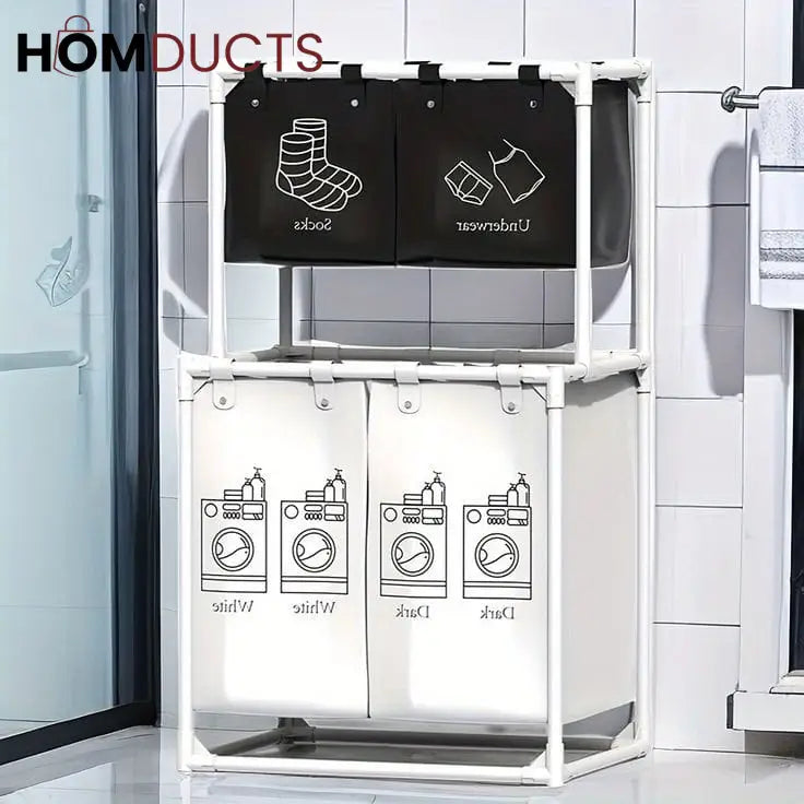 Large Capacity 4 Compartments Laundry Basket – Homducts