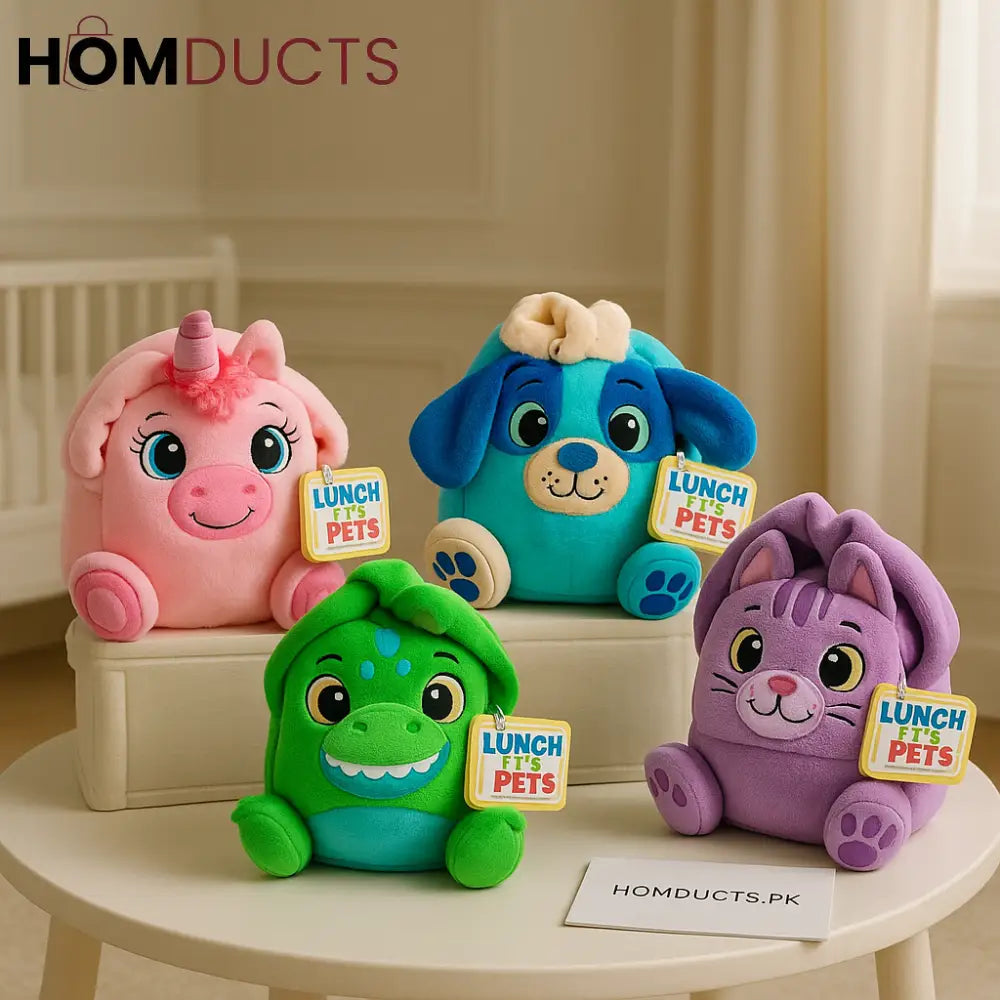 Lunch Pets Plush Kids’ Lunch Box – Cute & Insulated Animal-Shaped Bag ...