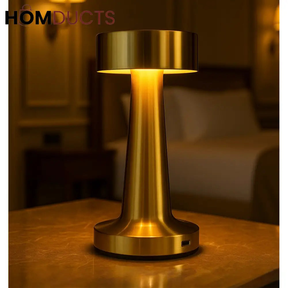 Luxe Gold Cordless Table Lamp – Rechargeable Accent Lighting – Homducts