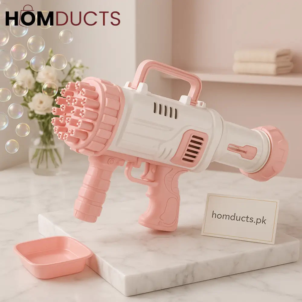 Luxury Pink Bubble Gun Toy – Automatic Bubble Blower for Kids – Homducts