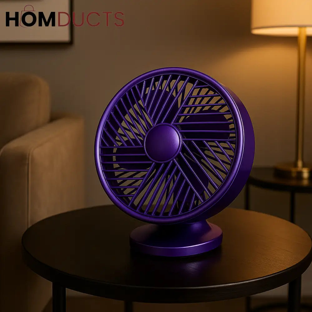 Luxury Purple Desk Fan – Silent Compact Table Fan – Homducts