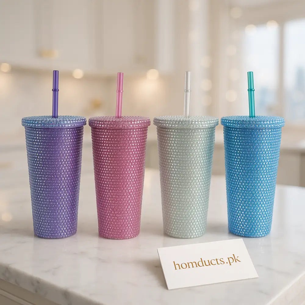 Luxury Rhinestone Tumbler Set – Sparkling Insulated Cups with Straw ...