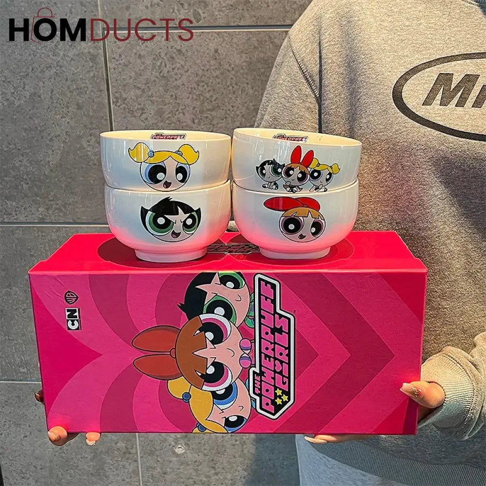 Powerpuff Girls Kawaii Ceramic Bowl Set - Gift Boxed Tableware (4 Bowl ...