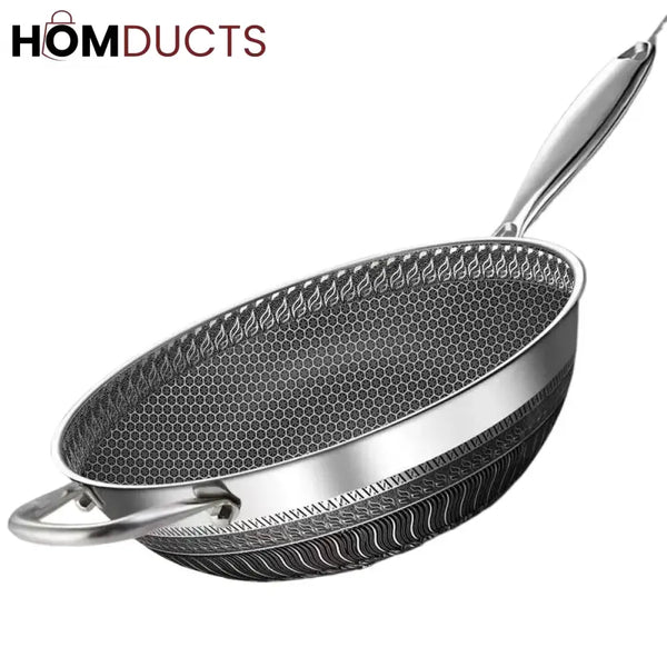Premium Non-Stick Honeycomb Wok - 316 Stainless Steel, Gas & Induction – Homducts