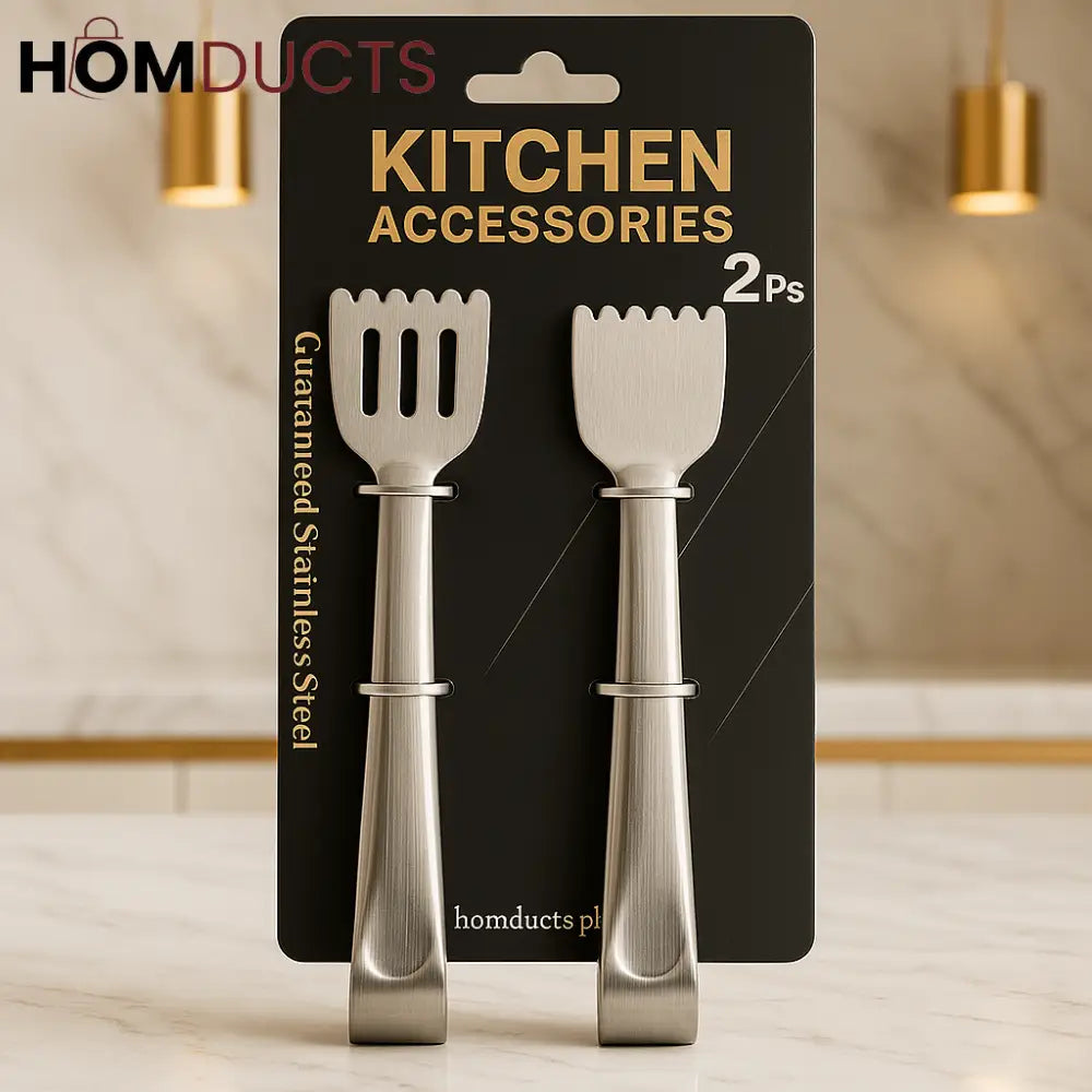 Premium Stainless Steel Kitchen Tongs Set – 2 Pcs – Homducts
