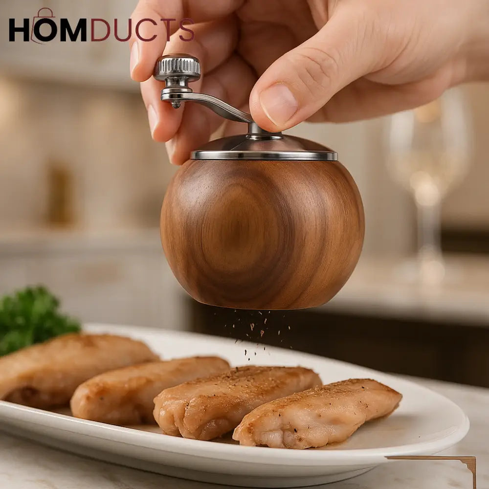 Premium Wooden Pepper & Spice Grinder – Hand Crank Seasoning Mill ...